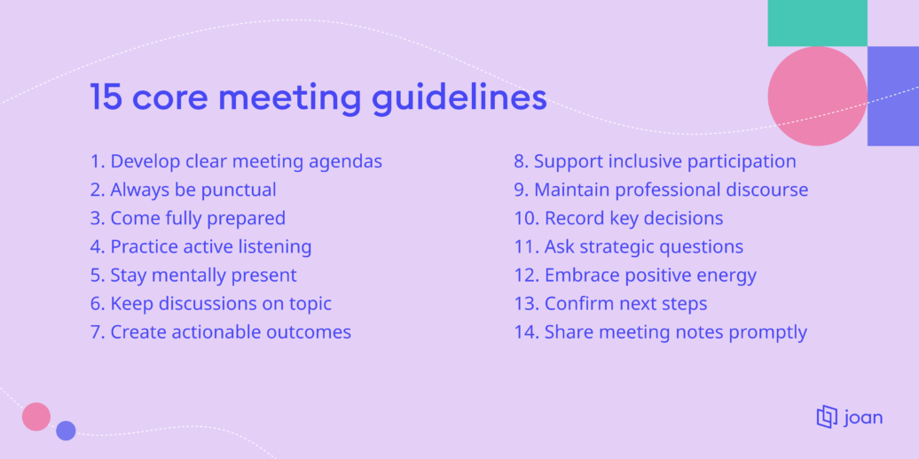 15 Meeting Guidelines That Actually Work (2026 Checklist) - Joan Workplace